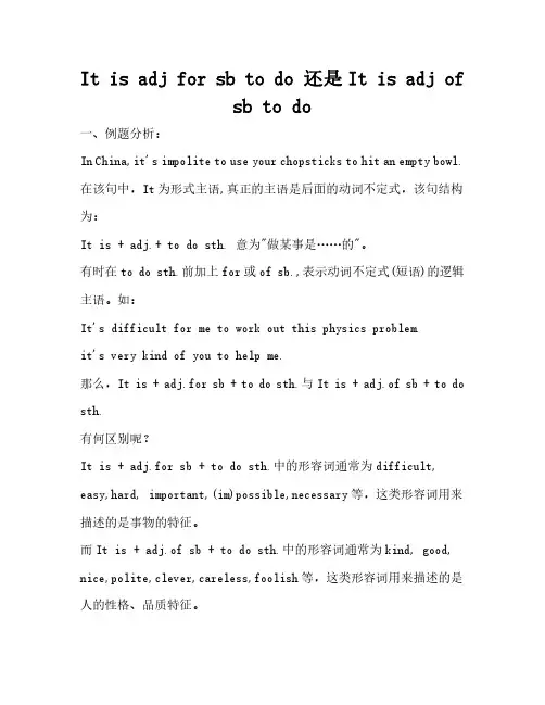 It-is-+-adj.-of(for)-sb.-to-do句型讲解与练习(可编辑修改word版) - 文档之家
